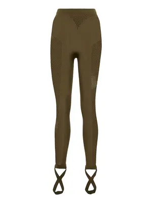 Attico Jersey And Mesh Stirrup Leggings - Green