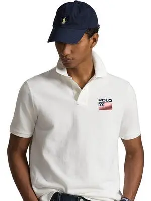 Ralph Lauren Classic Fit Flag Mesh Polo Shirt - White