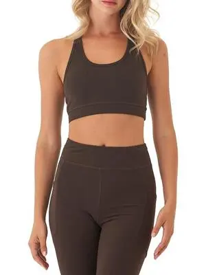 THREADS 4 THOUGHT Malana T-back Sports Bra - Espresso