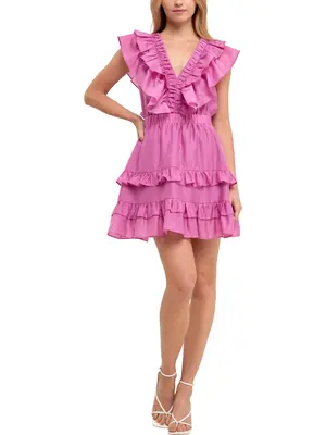 Endless Rose Endless Rose Ruffle Trim Minidress Lilac