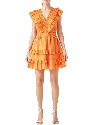 Endless Rose Ruffle Trim Minidress - Orange