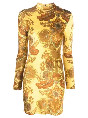 Kwaidan Editions All-over Graphic-print Short Dress - Yellow