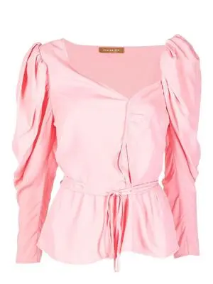 REJINA PYO Puff-sleeve Tie-fastening Blouse - Pink