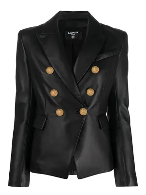 BALMAIN Balmain Double-Breasted Leather Blazer