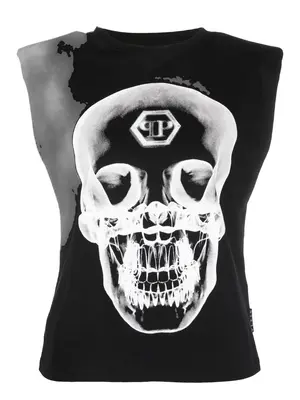 Philipp Plein Graphic-print Sleeveless Top - Black
