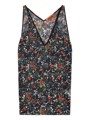 Missoni Metallic Floral-print Crochet-knit Tank - Black