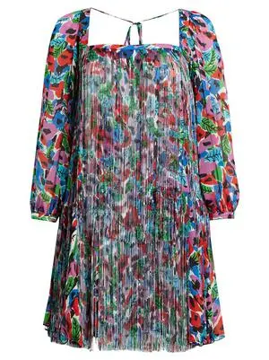 Missoni Fringed Floral-print Mini Dress - Blue