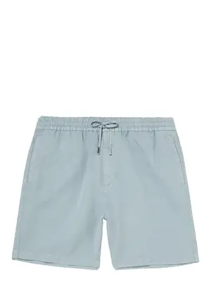 Mr P. Cotton And Linen-blend Twill Drawstring Shorts - Blue