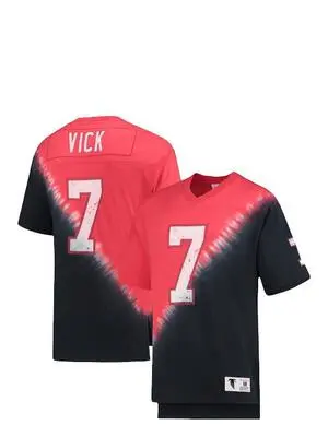 Mitchell & Ness Michael Vick /red Atlanta Falcons Retired Player Name & Number Diagonal Tie-dye V-neck T-shirt - Black