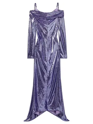 Attico Fanny Cold-shoulder Gown - Purple