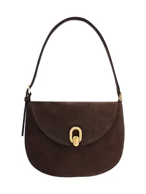 Savette Tondo Small Suede Shoulder Bag Brown