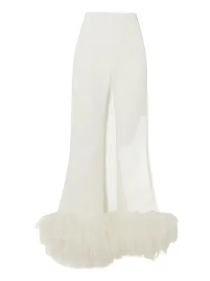 16Arlington Brisbane Cropped Feather-trimmed Crepe Pants - Ivory