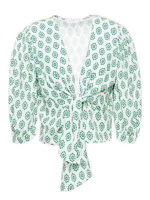 Sandro Knotted Printed Top - White