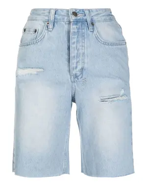 Ksubi Distressed Denim Longline Shorts - Blue