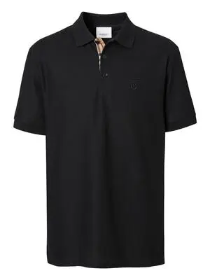 Burberry Monogram Cotton Piqué Polo Shirt - Black