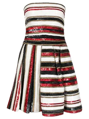 ZUHAIR MURAD Sequinned Stripe-Print Mini Dress