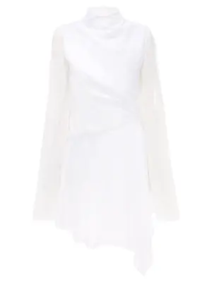 JW Anderson Sheer-sleeve Asymmetric Dress - White