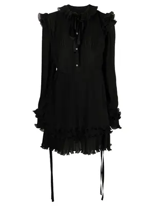 Philipp Plein Ruffled Plissé Midi Dress - Black