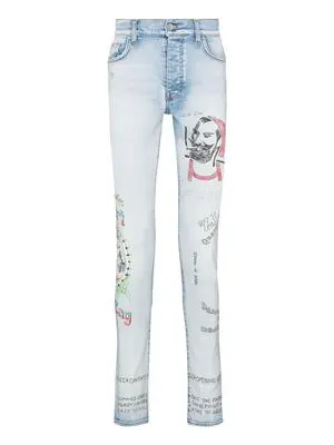 Amiri Motif-print Skinny Jeans - Blue