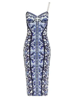 Dolce & Gabbana Majolica-print Bustier Dress - Blue