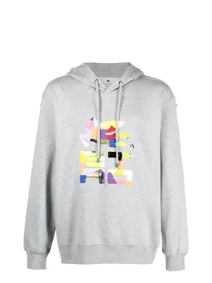 Etro Patchwork Logo-print Rib-trimmed Hoodie - Grey