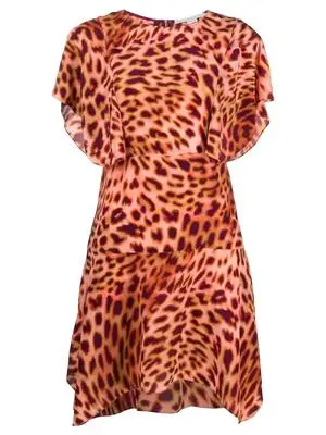 STELLA MCCARTNEY Leopard-Print Silk Flounce Dress