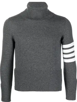 Thom Browne 4-bar Stripe Cashmere Turtleneck - Grey