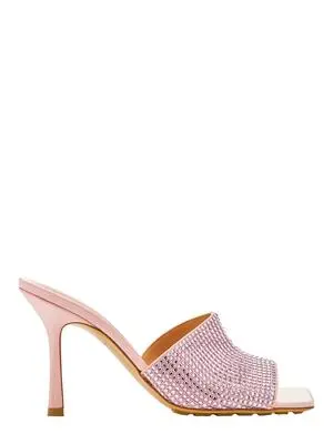 Bottega Veneta Sparkle Slide Stretch Satin Sandals - Pink