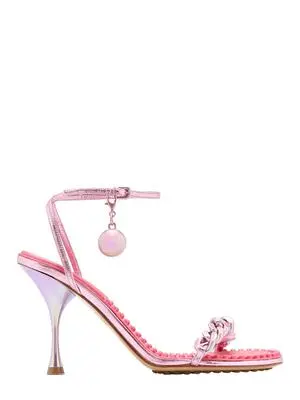 Bottega Veneta Dot Lounge Metallized Sandals - Pink