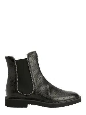 GIUSEPPE ZANOTTI Jaky Crocodile-effect Leather Chelsea Boots - Black