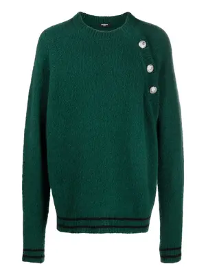 Balmain Button-embossed Knitted Jumper - Green