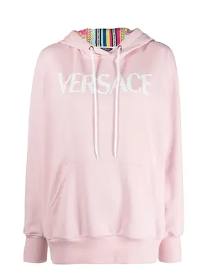 Versace Panelled Print Hooded Sweatshirt - Pink