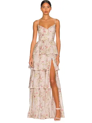 V. CHAPMAN Caterina Maxi Dress - Pink Rose Print