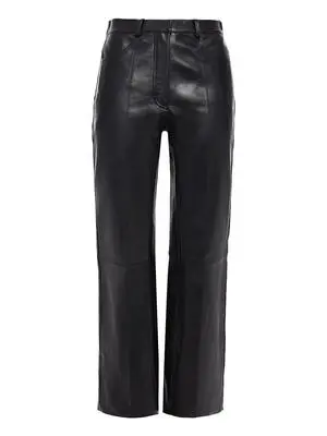 Sandro Evy Leather Straight-leg Pants - Black