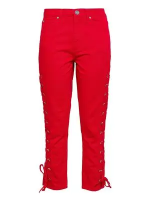 Sandro Cropped Lace-up Skinny Jeans - Red
