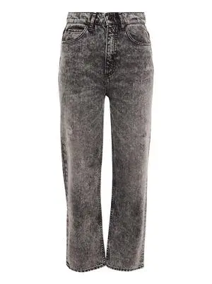 Sandro Embroidered High-rise Boyfriend Jeans - Anthracite