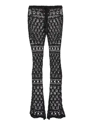 Anna Kosturova Bianca Crocheted Cotton Pants - Black