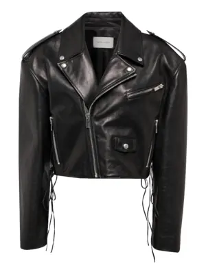 Magda Butrym - Magda Butrym Cropped Leather Biker Jacket