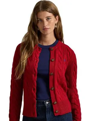 Ralph Lauren Cable-knit Wool-cashmere Cardigan - Fireside Red