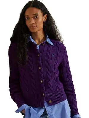 Ralph Lauren Cable-knit Wool-cashmere Cardigan - Royal Aubergine Purple