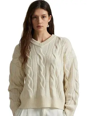 Ralph Lauren Ralph Lauren Cable-Knit Wool-Cashmere Sweater Authentic Cream
