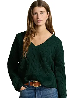 Ralph Lauren Ralph Lauren Cable-Knit Wool-Cashmere Sweater Moss Agate
