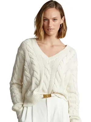 Ralph Lauren Ralph Lauren Cable-Knit Wool-Cashmere Sweater Parchment Cream