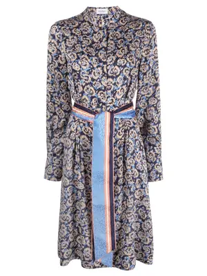 FERRAGAMO Graphic-print Midi Dress - Blue