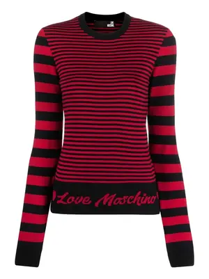 Moschino Intarsia-logo Striped Jumper - Pink
