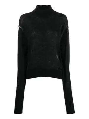 MAISON MARGIELA Distressed High-neck Jumper - Black