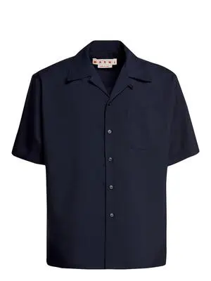 Marni Tropical Wool Bowling Shirt - Blue