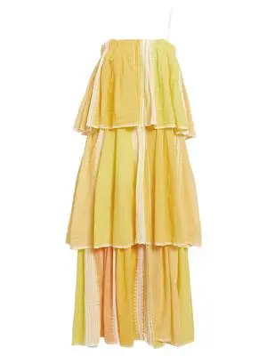 LEMLEM Eshal Tiered Embroidered Maxi Dress - Yellow