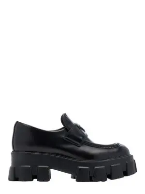 Prada Monolith Leather Loafers - Black