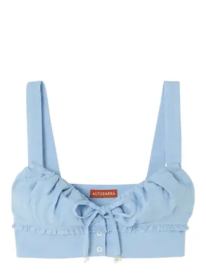 Altuzarra Bijou Cropped Linen-blend Top - Blue